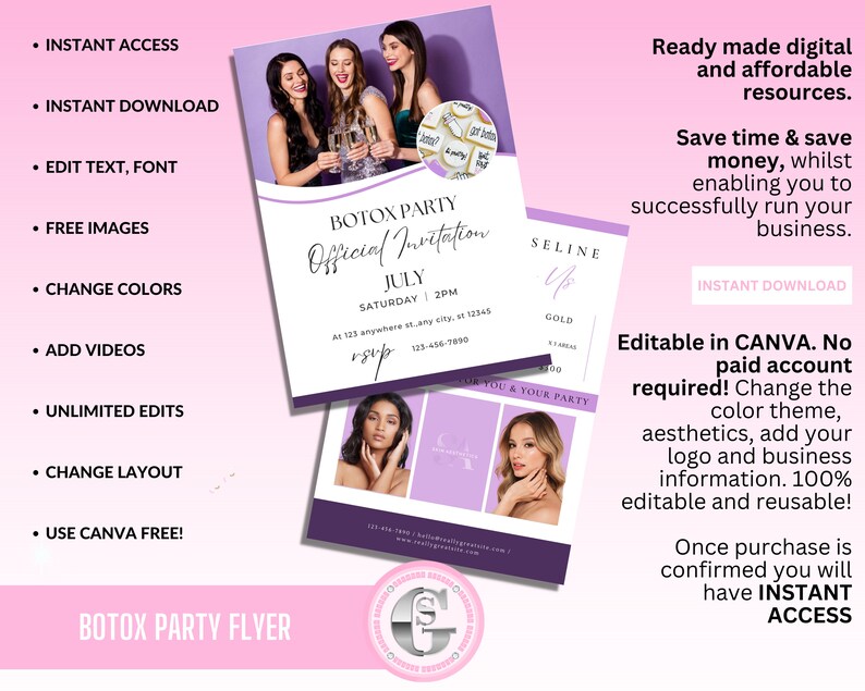 Botox Party Flyer, Botox Party Invitation, Small Business Beauty ...