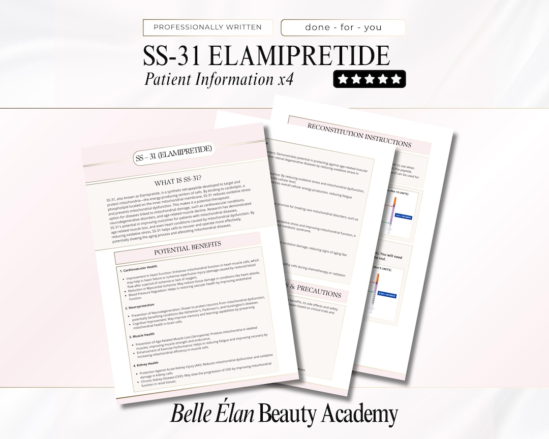 SS-31 Elamipretide Patient Guide: Medspa Handout Template (edit in ...