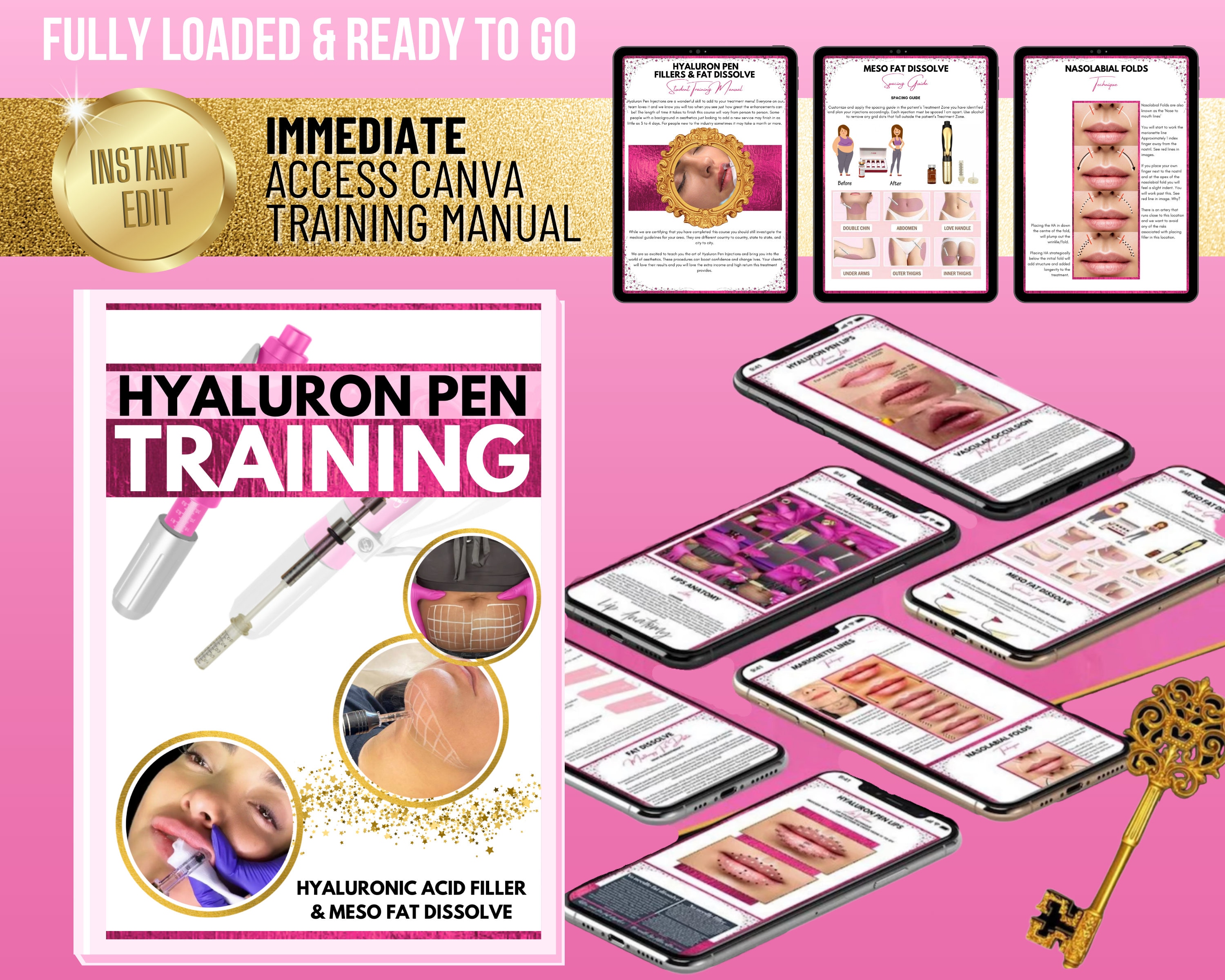 Hyaluron Pen Training Manual: Fat Dissolve & Fillers (canva Editable ...
