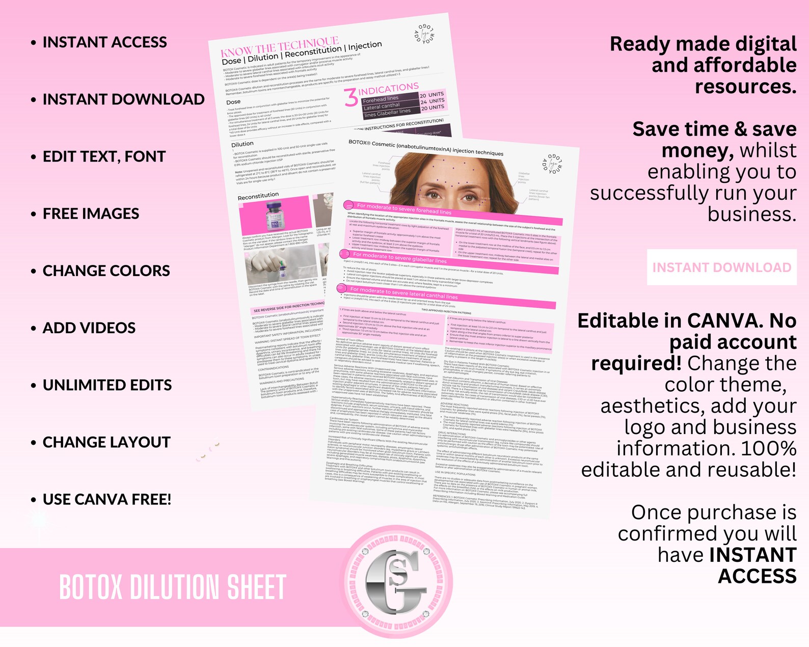 Botox Injection Dosing Forms, Allergan Botox, Add Your Logo, Student ...