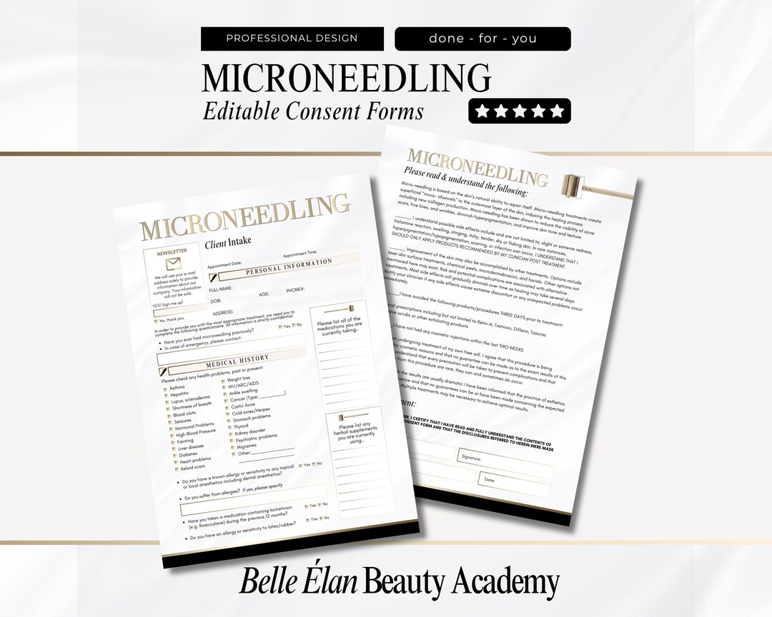 Microneedling Consent Forms, Skin Needling Intake Forms, Facials Beauty ...
