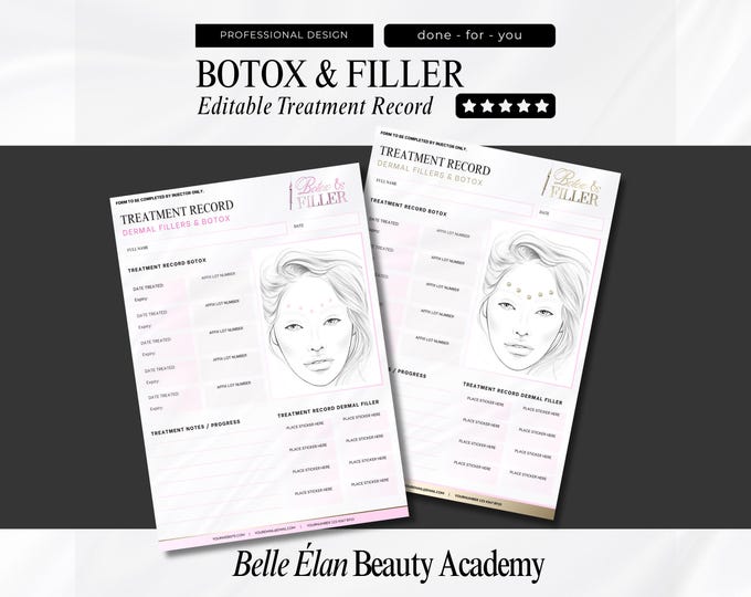 Nurse Injector Client Treatment Record, Botox Forms, Dermal Filler ...
