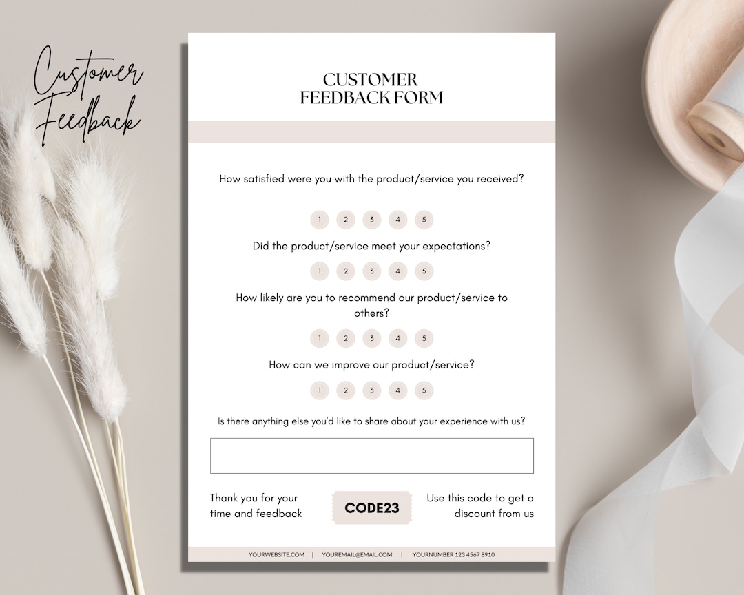 Customer Feedback Form, Customer Feedback Files, Small Business ...