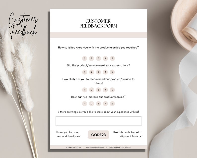 Customer Feedback Form, Customer Feedback Files, Small Business ...