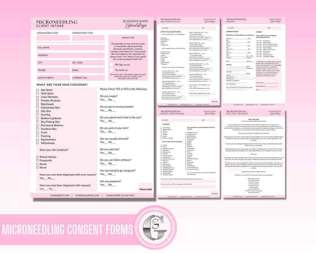 Microneedling Consent, Skin Needling Intake Forms, Facials Business ...