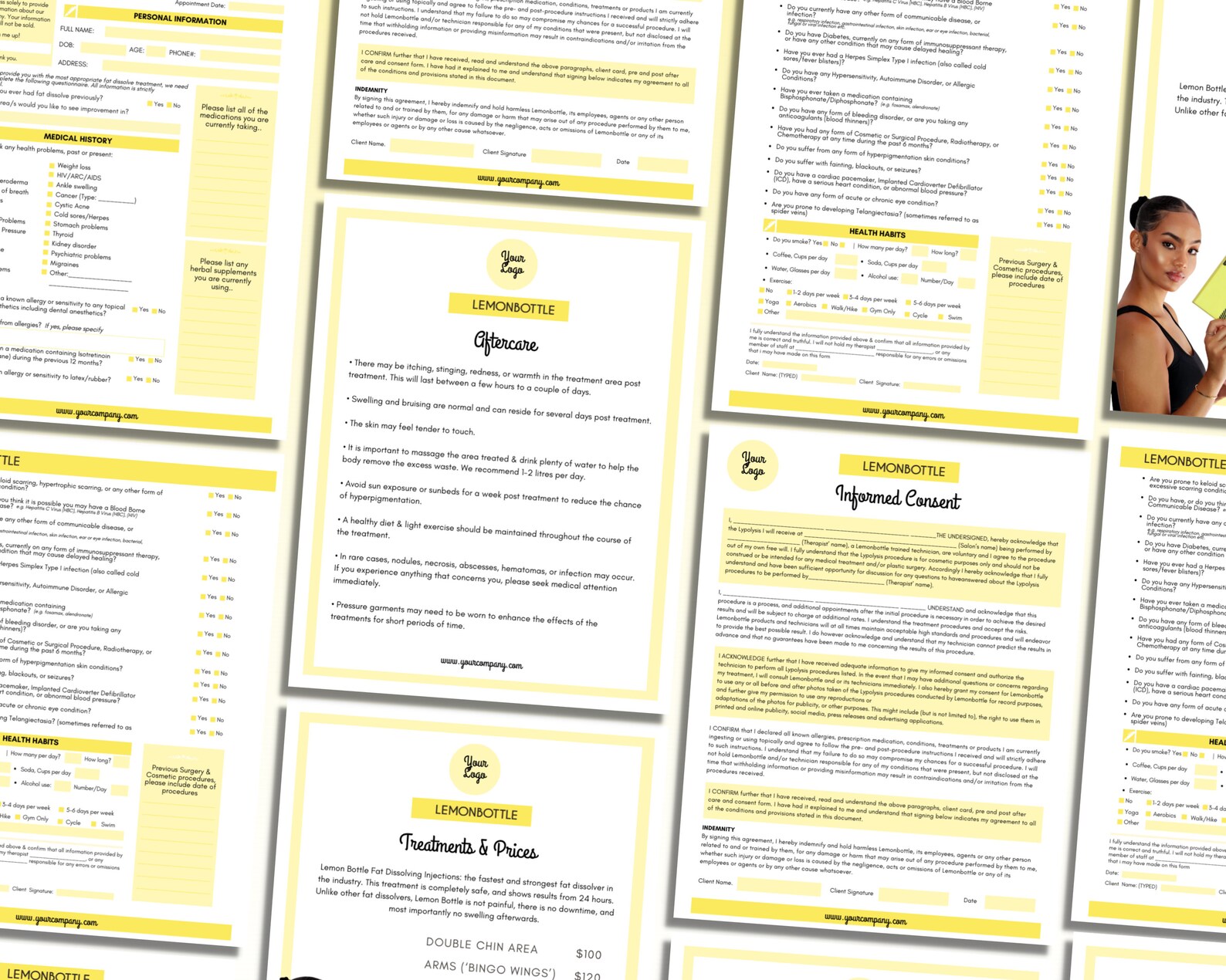 Lemon Bottle Fat Dissolve Consultation Forms, Lemon Bottle Forms, Fat Dissolving, Client Intake ...