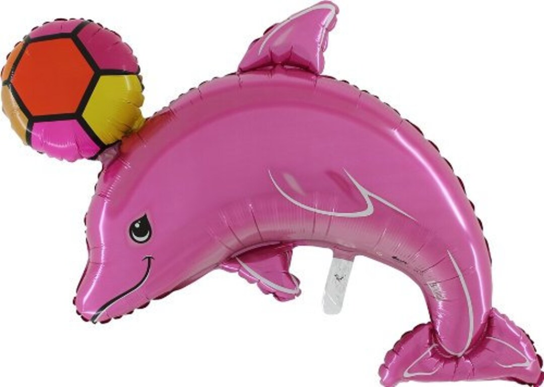 45 Inch Pink Dolphin With Ball Foil Balloon - Inflate With Air or ...