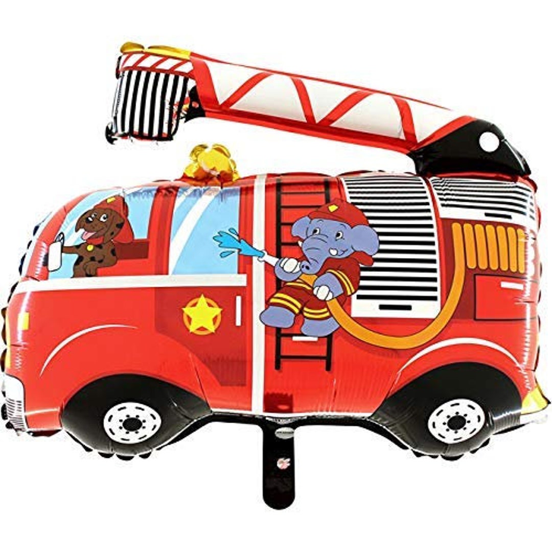 30" Fire Engine With Fireman Foil Balloon - Etsy