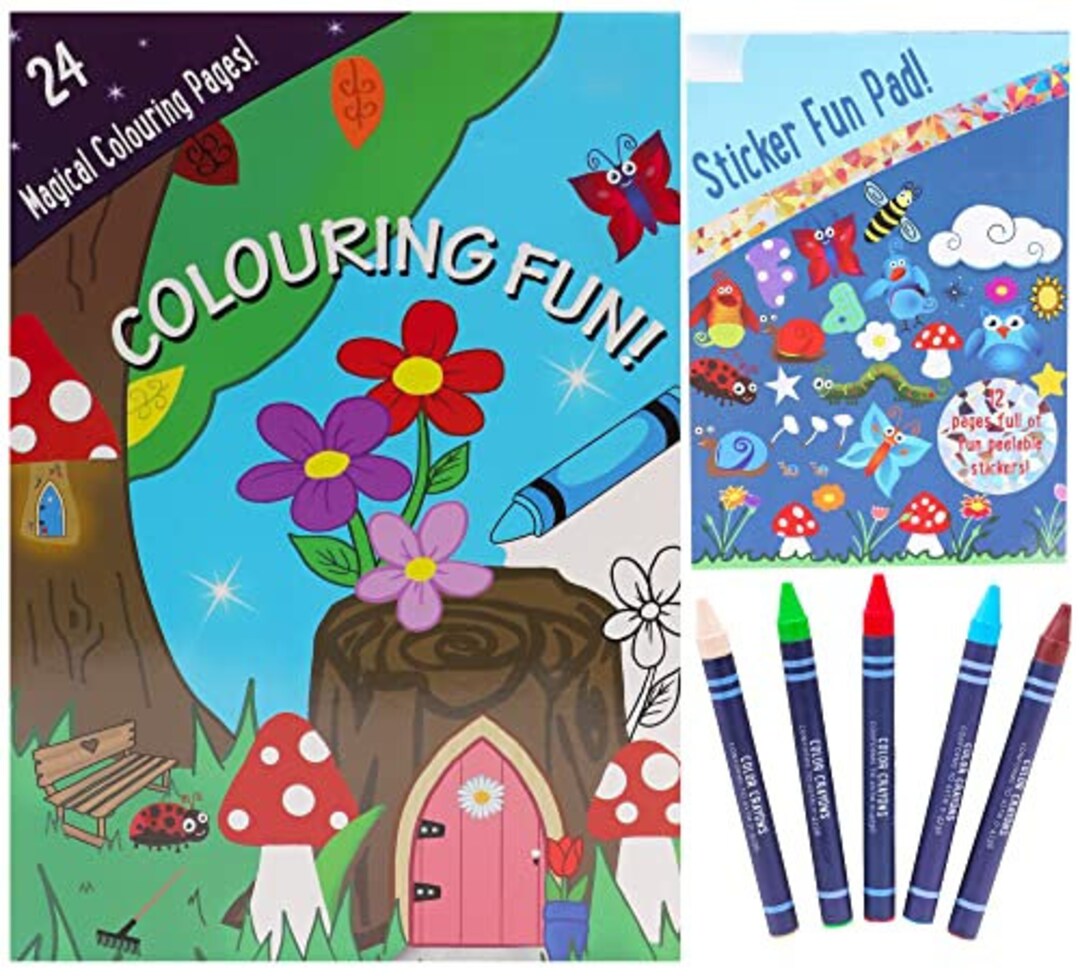 24 Page Magical Colouring Fun - Crayons and Sticker Pad Included - Etsy