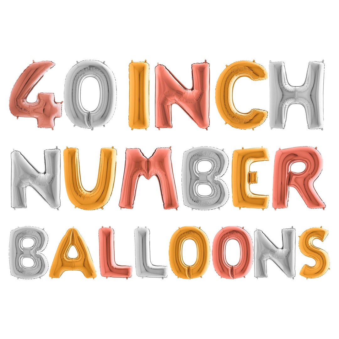 40 Inch Foil Number Balloons - Inflate With Air or Helium - Party ...