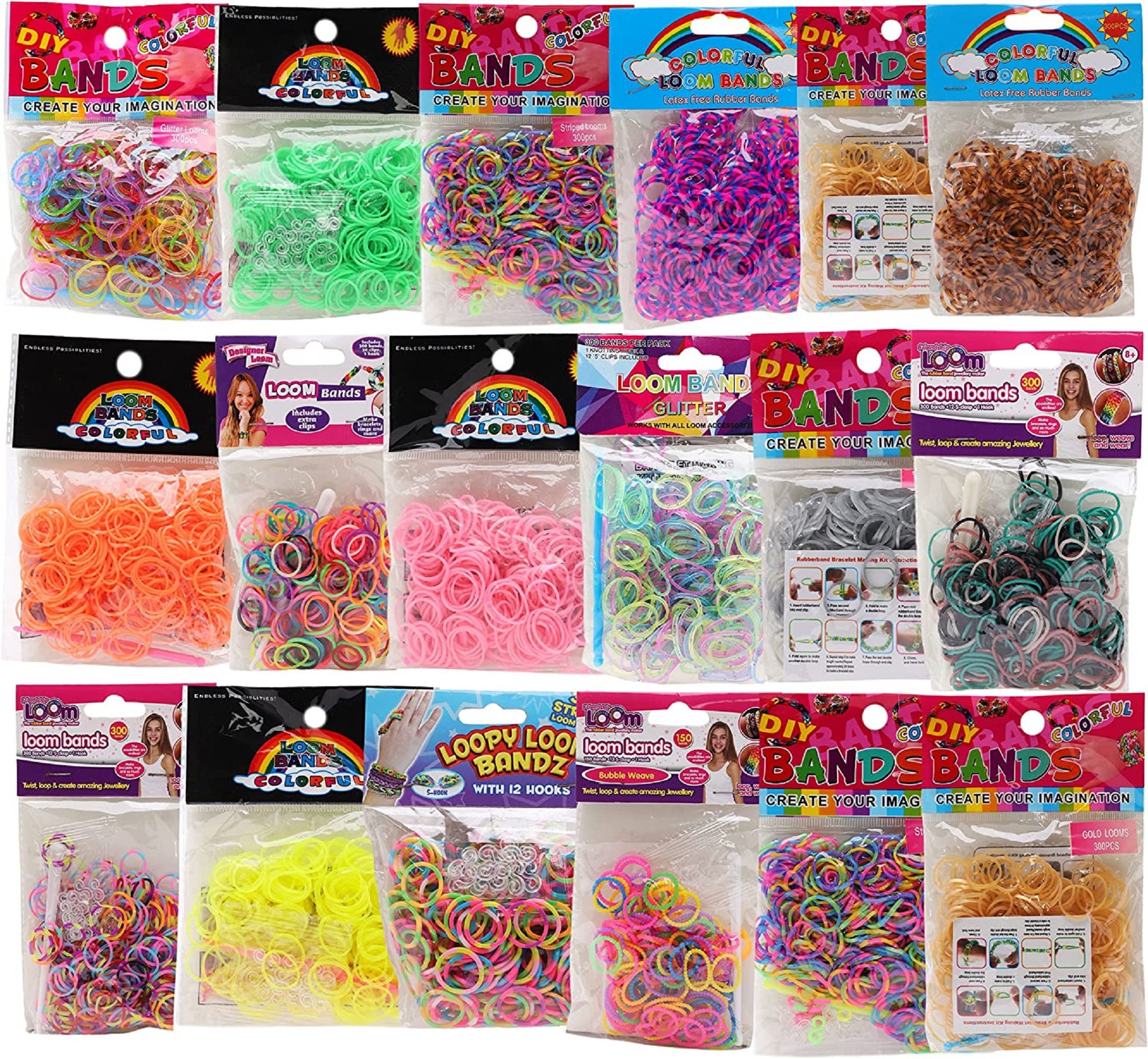 6000 Mixed Loom Band Refills 20 Packets of 300 Assorted - Etsy UK