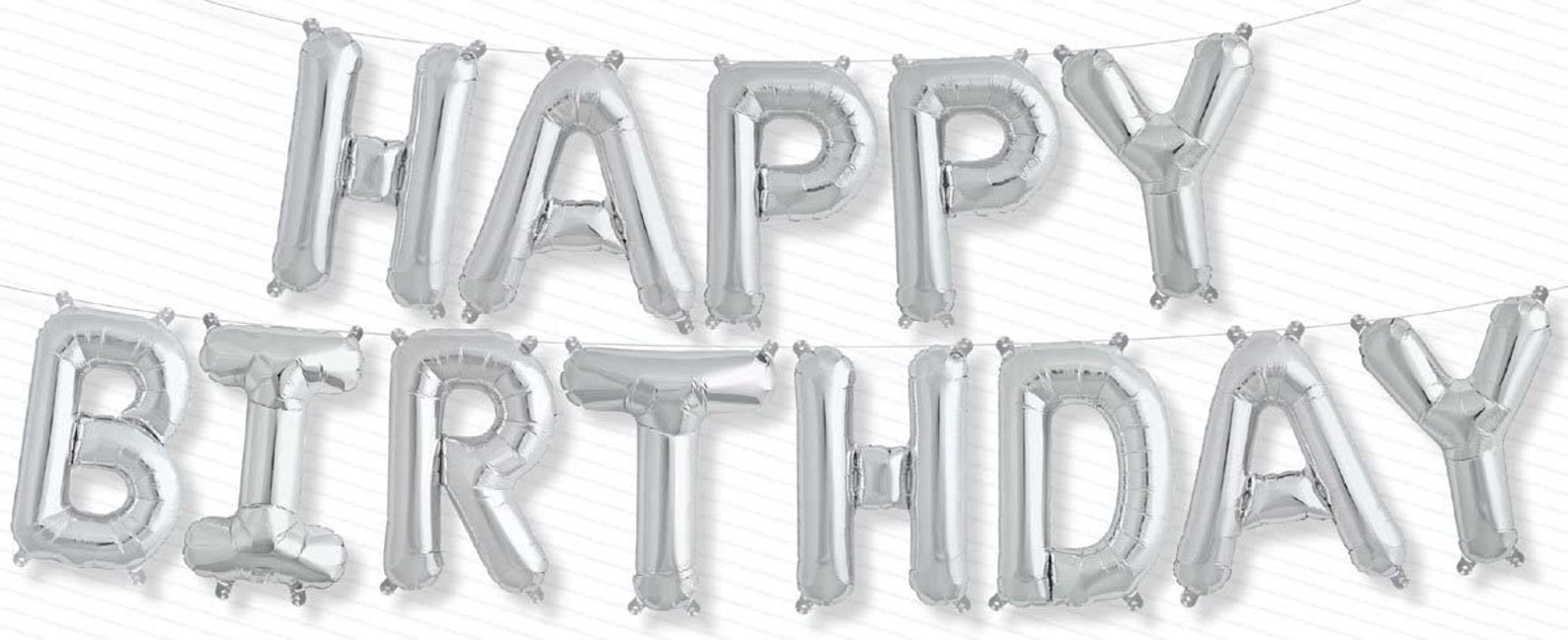 Happy Birthday Party Room Decor Letter Kit Foil Balloons Silver 16 Pack ...