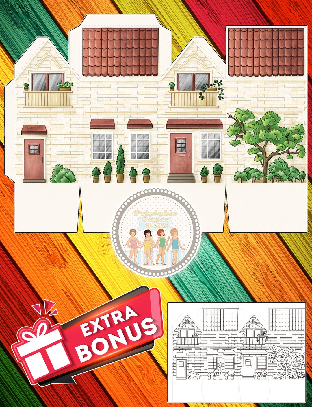 Paper Doll House PRINTABLE Arts Crafts Kids Activity Cut and Glue ...