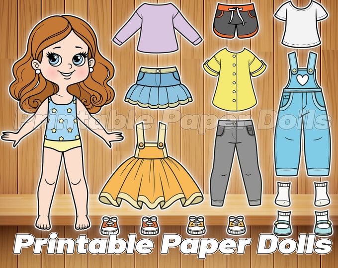Amya Paper Doll, Printable Paper Doll Set, Kids Craft Activity, DIY ...