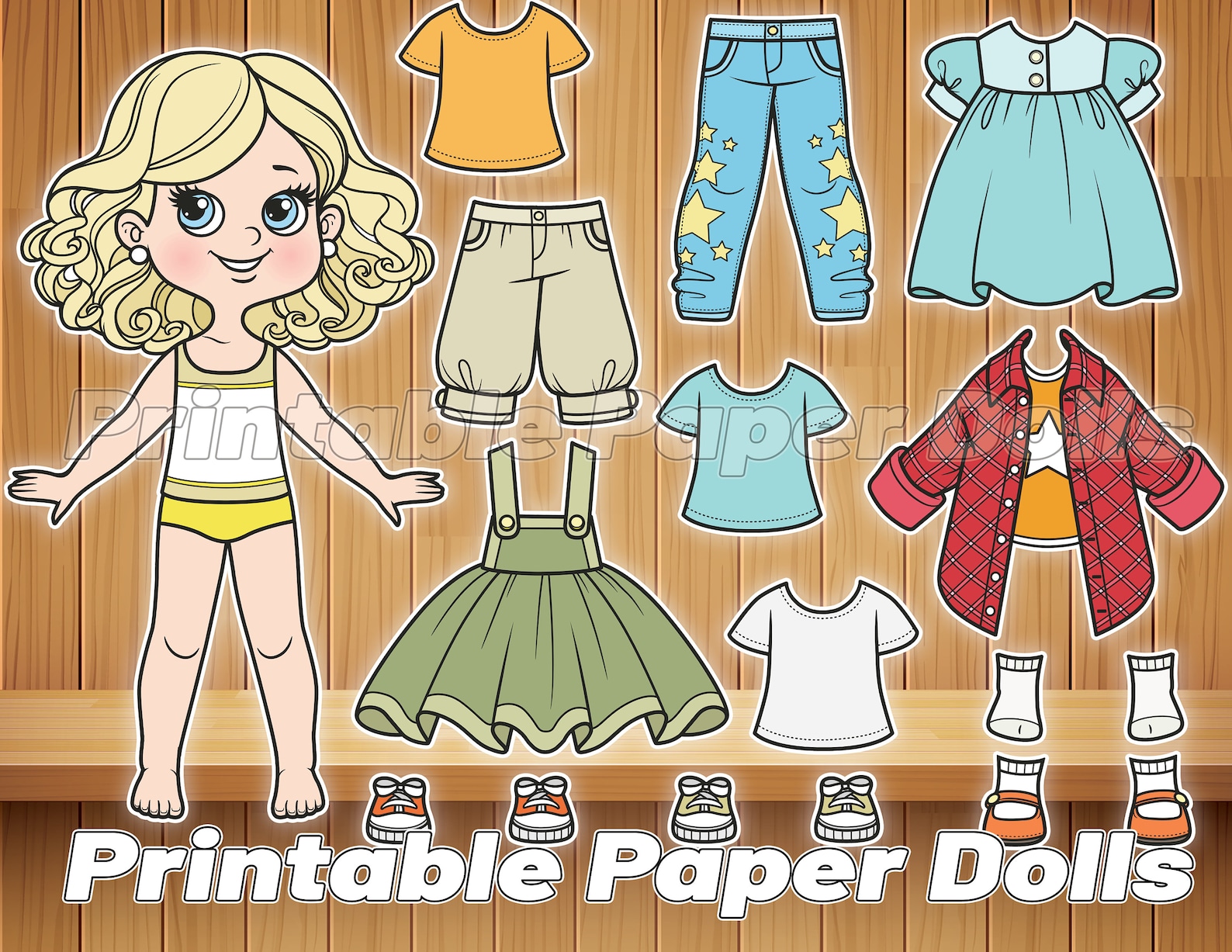 Spark Creativity Printable Paper Doll Craft Kit for Kids and Toddlers ...