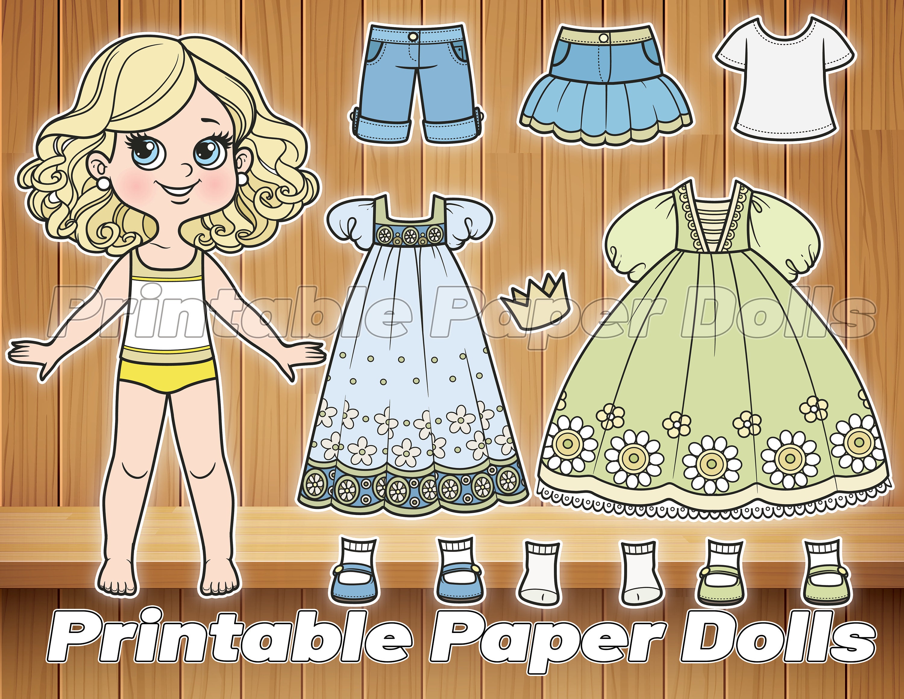 Spark Creativity Printable Paper Doll Craft Kit for Kids and Toddlers ...