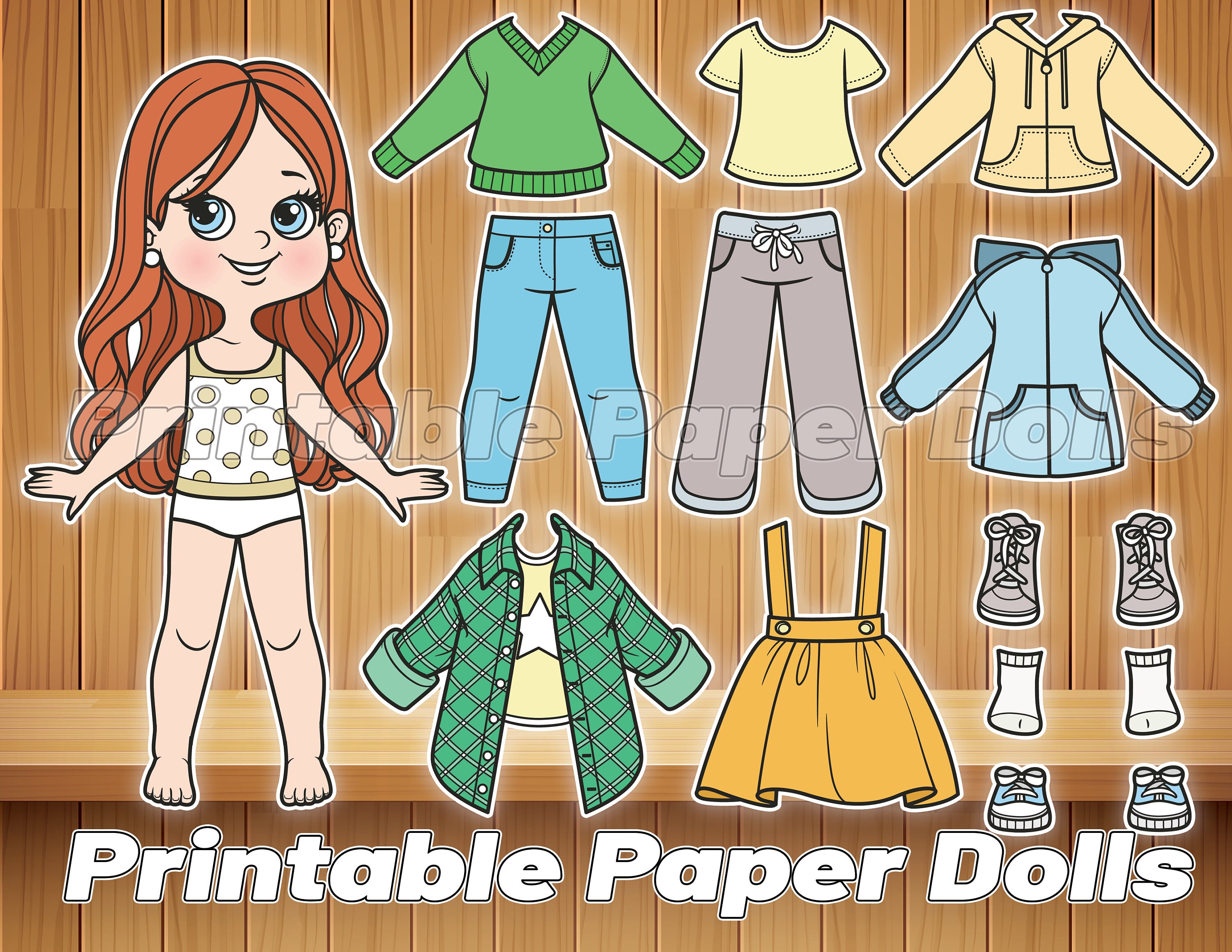 Spark Creativity Printable Paper Doll Craft Kit for Kids and Toddlers ...