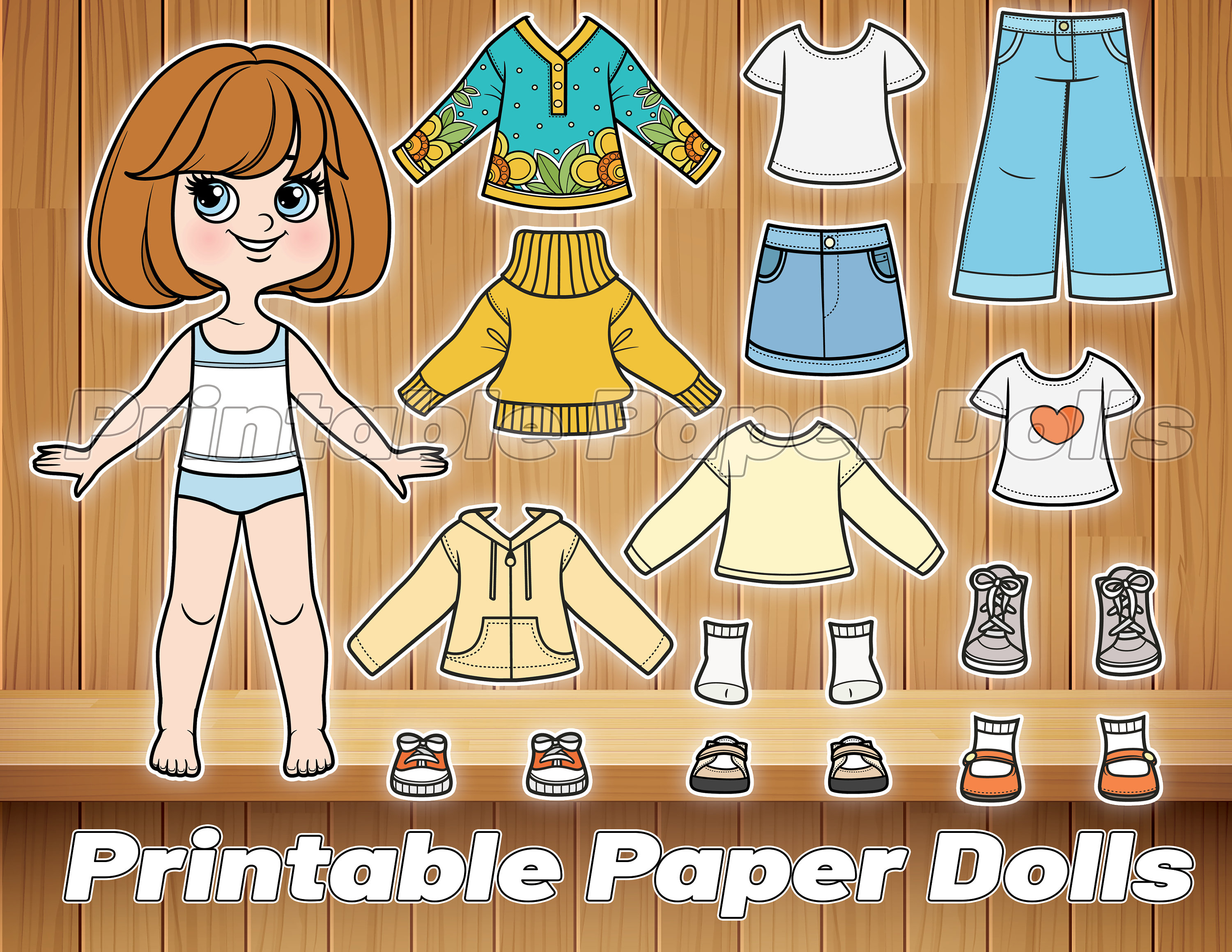 Spark Creativity Printable Paper Doll Craft Kit for Kids and Toddlers ...