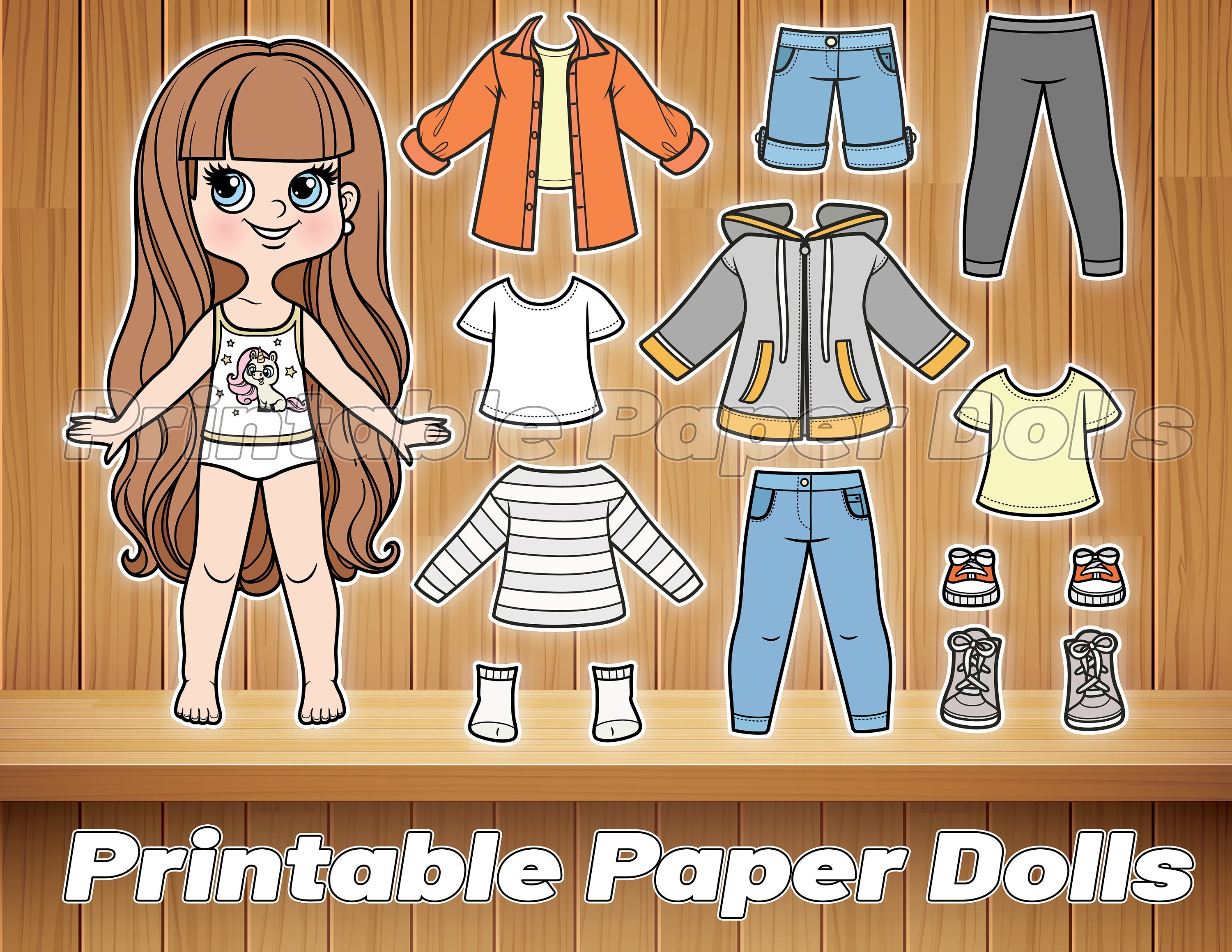 Spark Creativity Printable Paper Doll Craft Kit for Kids and Toddlers ...