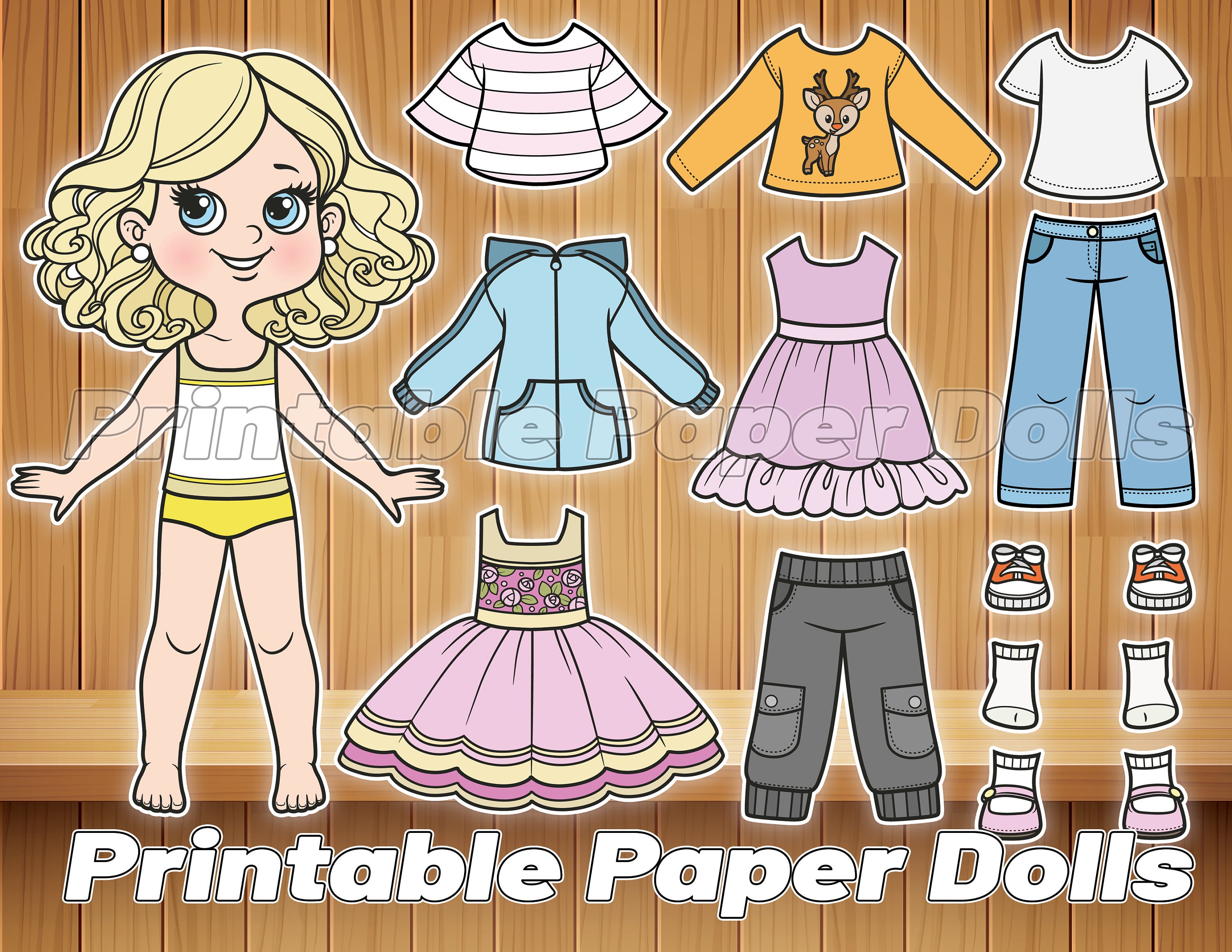 Spark Creativity Printable Paper Doll Craft Kit for Kids and Toddlers ...