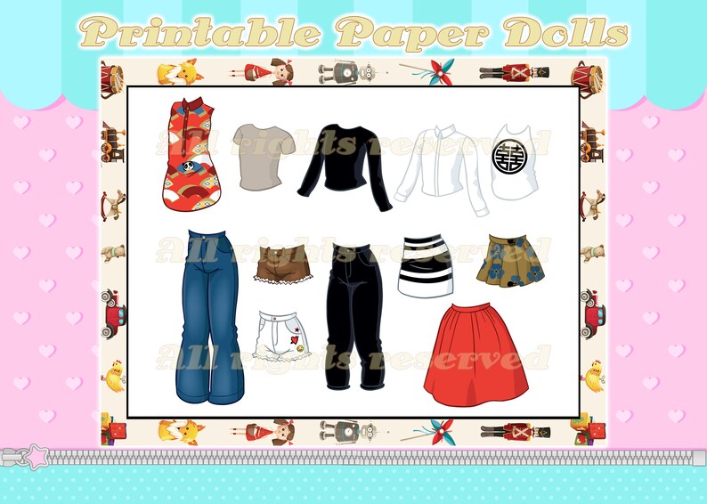 Paper Doll Mix-and-match Set With a Variety of Printable Clothing and ...