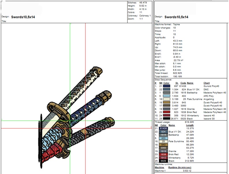 Swords, Anime Machine Embroidery Design, Instant Download With 3 Sizes ...