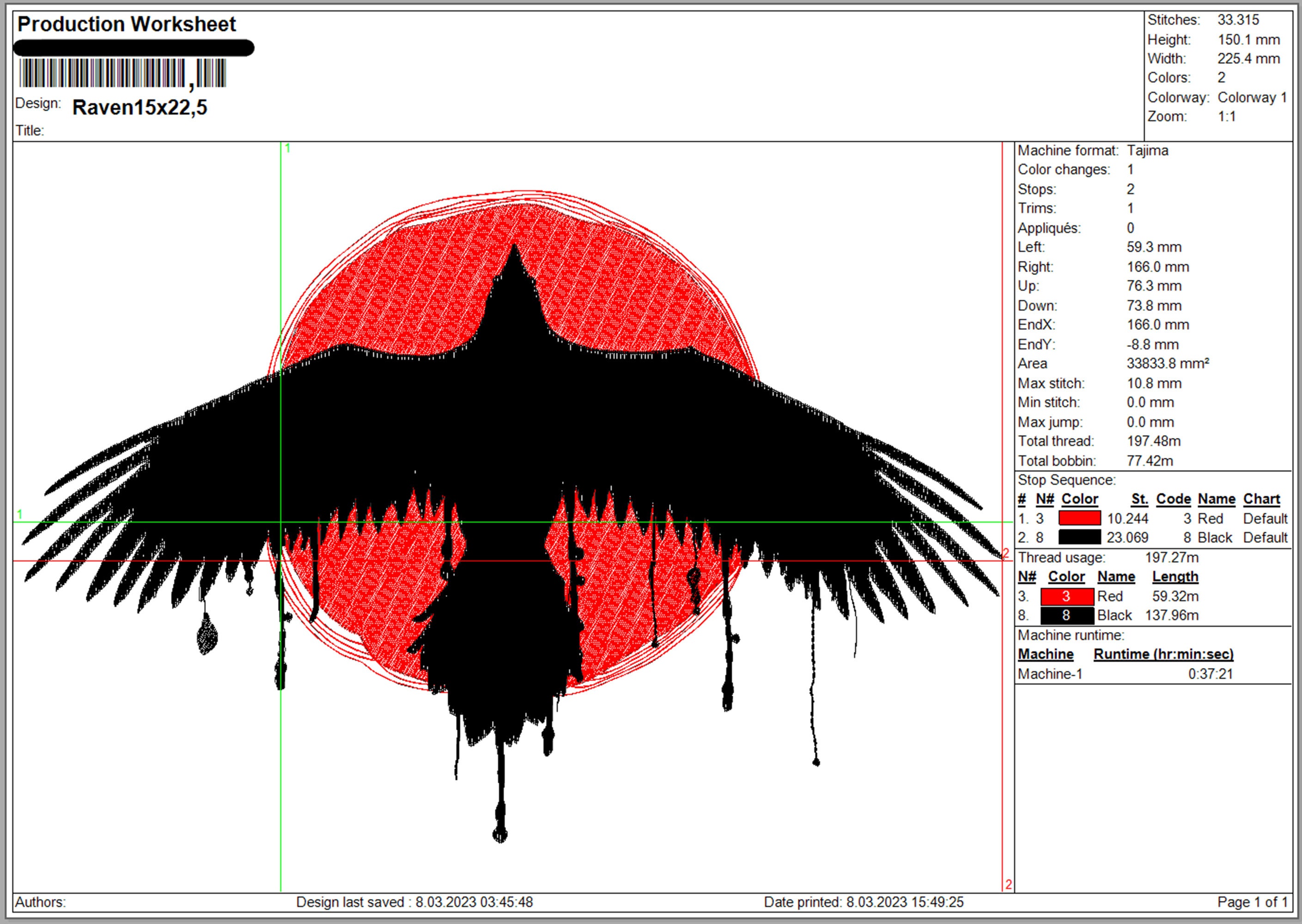 Raven Inspired by Anime Machine Embroidery Design, Instant Download in ...