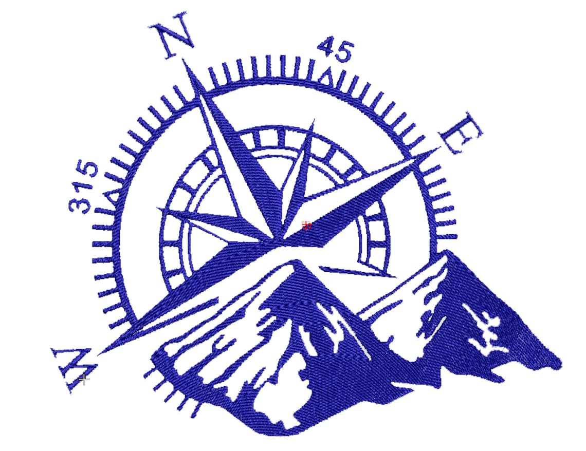 Compass Machine Embroidery Design, Instant Download in 2 Different ...