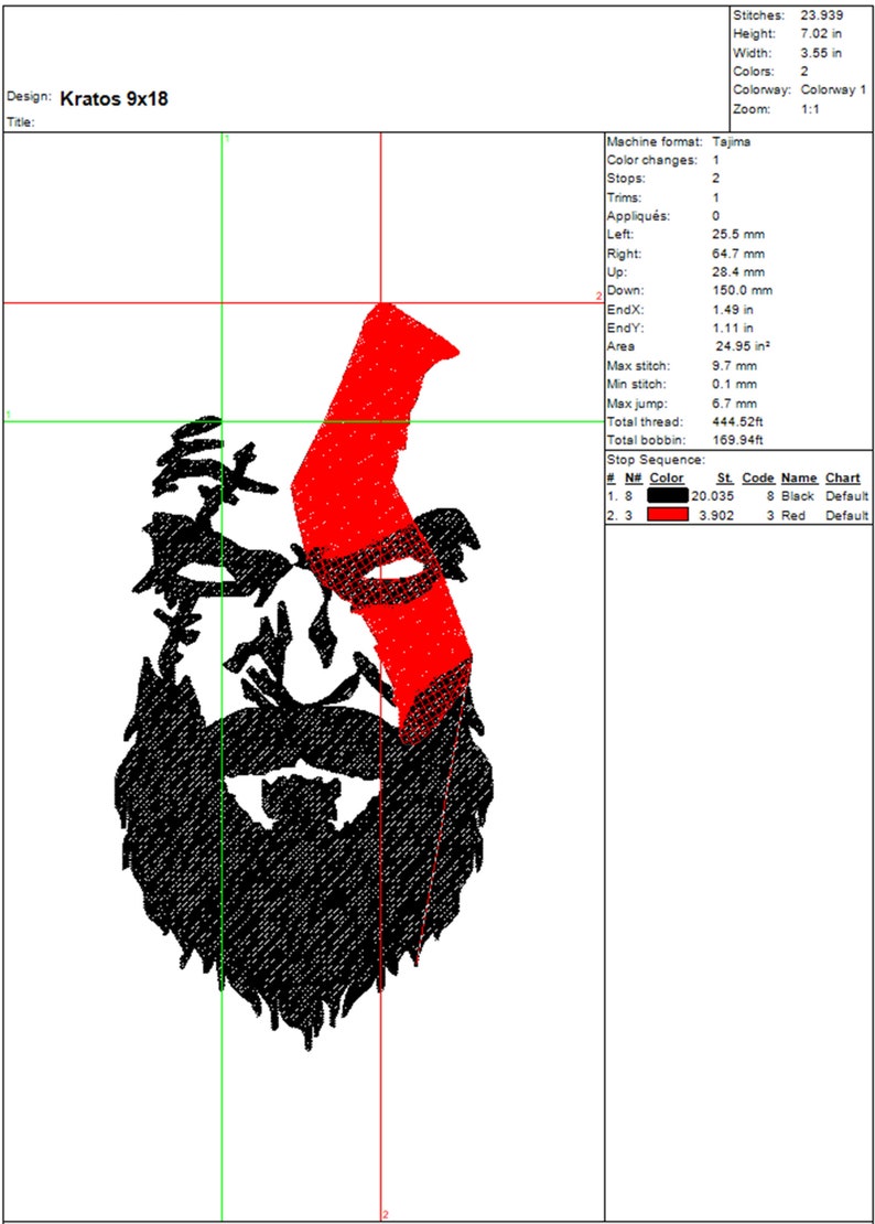 Kratos, God of War Machine Embroidery Design, Instant Download With 3 ...
