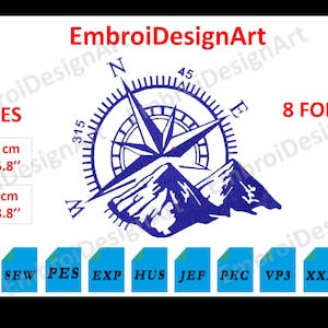 Compass Machine Embroidery Design, Instant Download in 2 Different ...