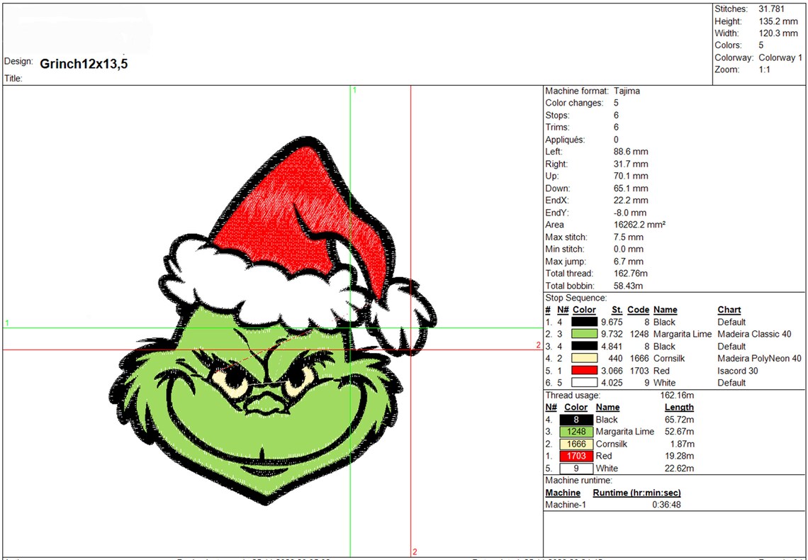 Grinch, Christmas, Anime Machine Embroidery Design, Instant Download, 3 ...