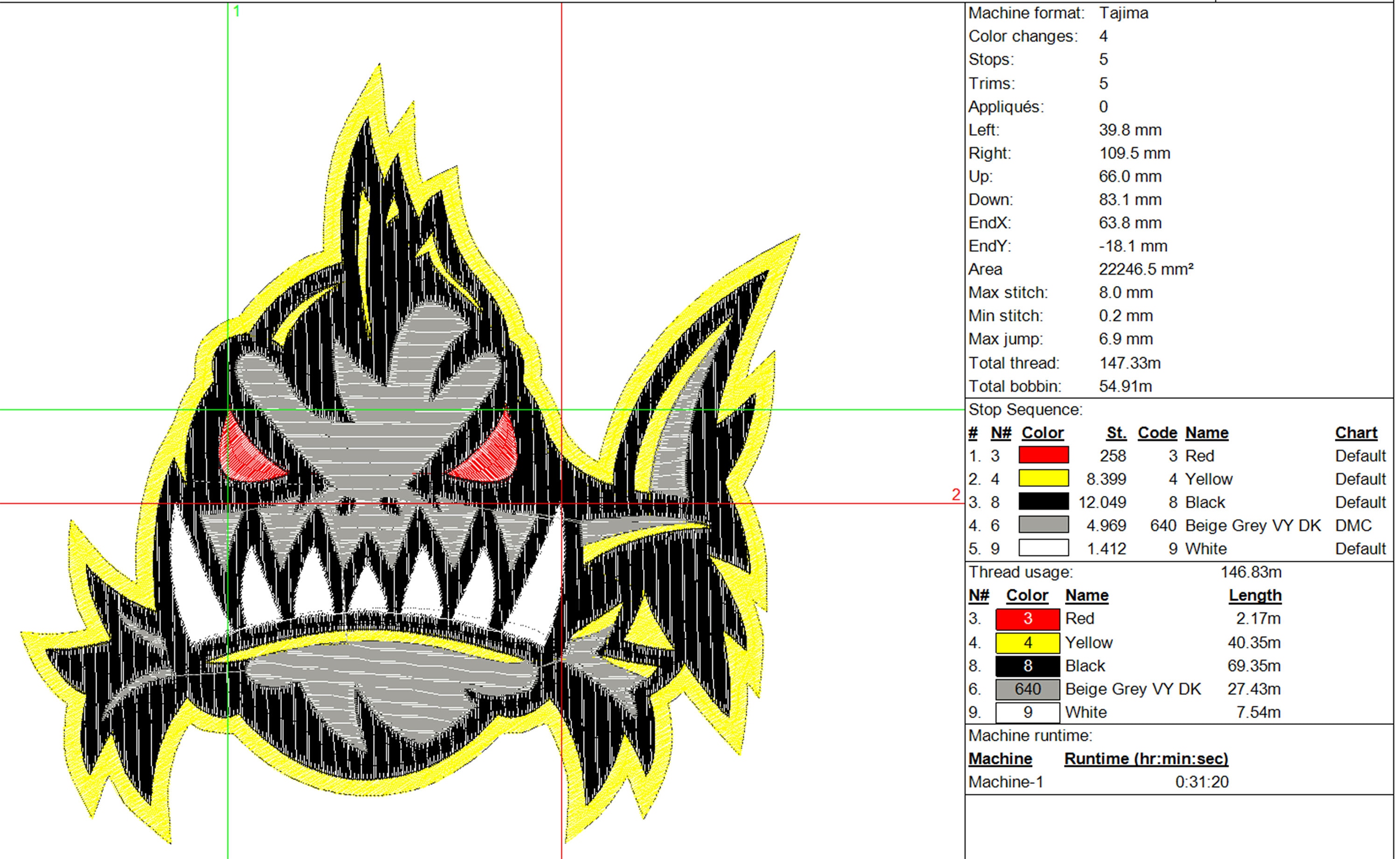 Piranha, Angry Fish, Anime Machine Embroidery Design, Instant Download ...