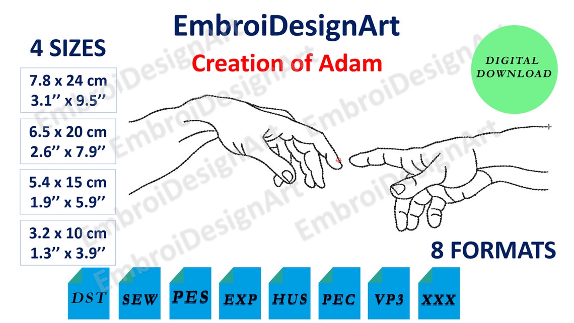 Creation of Adam, Anime Machine Embroidery Design, Instant Download ...