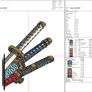 Swords, Anime Machine Embroidery Design, Instant Download With 3 Sizes ...