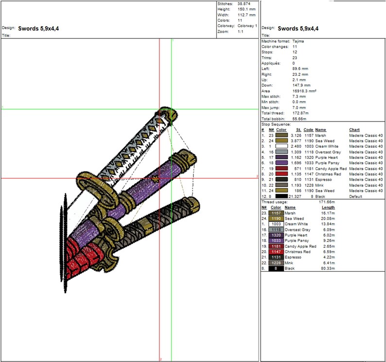 Swords, Anime Machine Embroidery Design, Instant Download With 6 Sizes ...