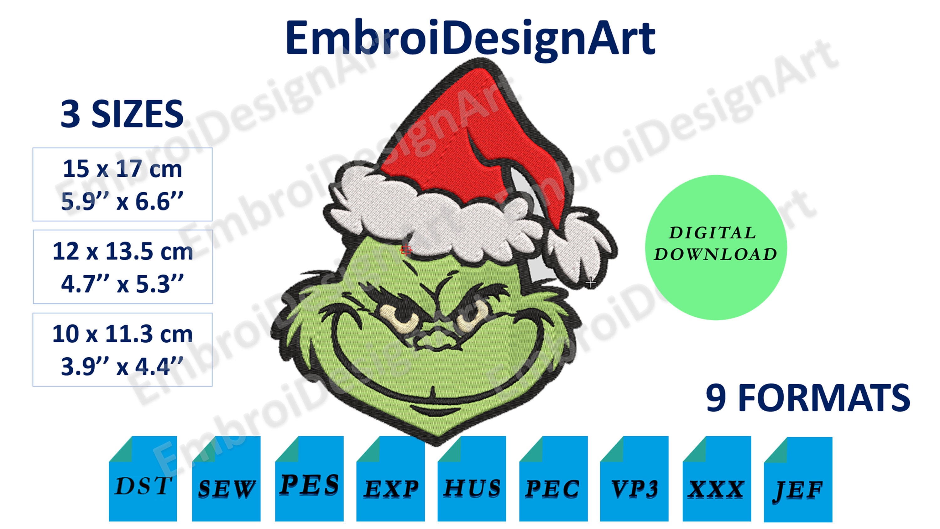 Grinch, Christmas, Anime Machine Embroidery Design, Instant Download, 3 ...