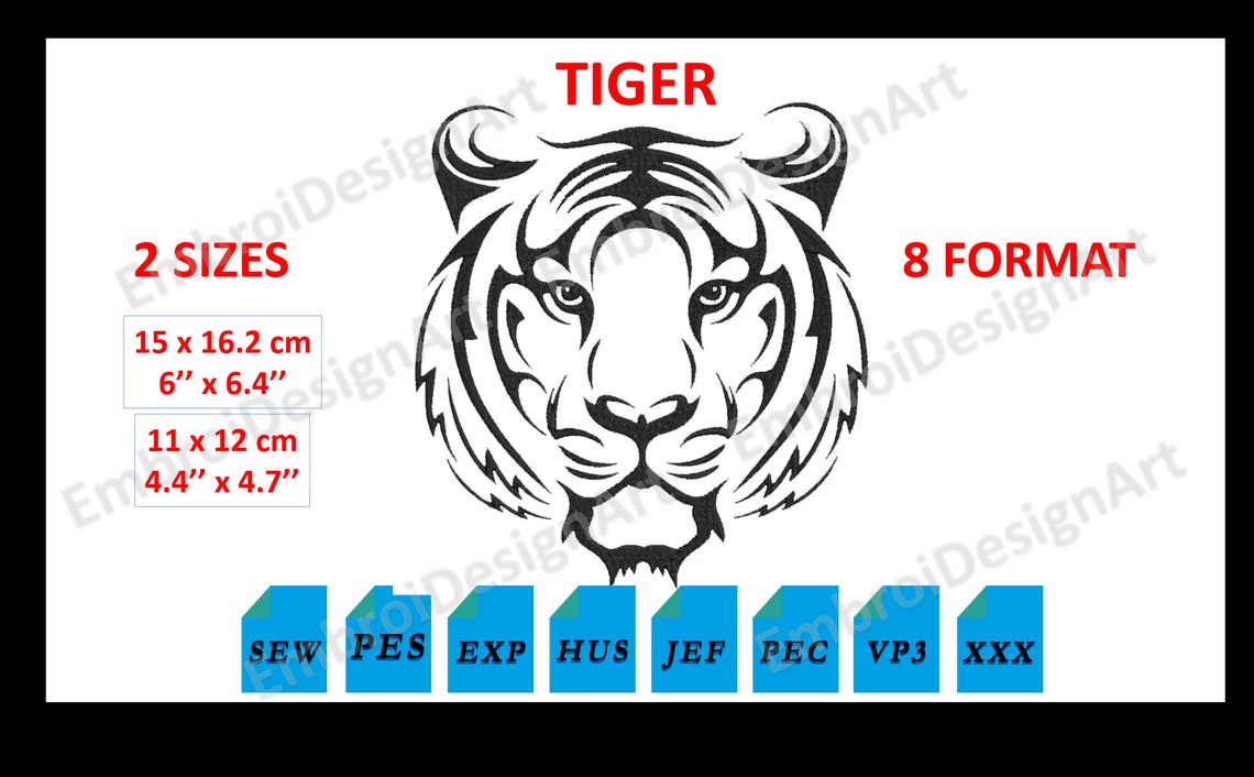 Tiger Machine Embroidery Design, Instant Download Sew, Pes, Exp, Hus ...