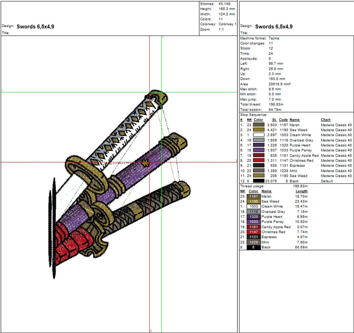Swords, Anime Machine Embroidery Design, Instant Download With 6 Sizes ...