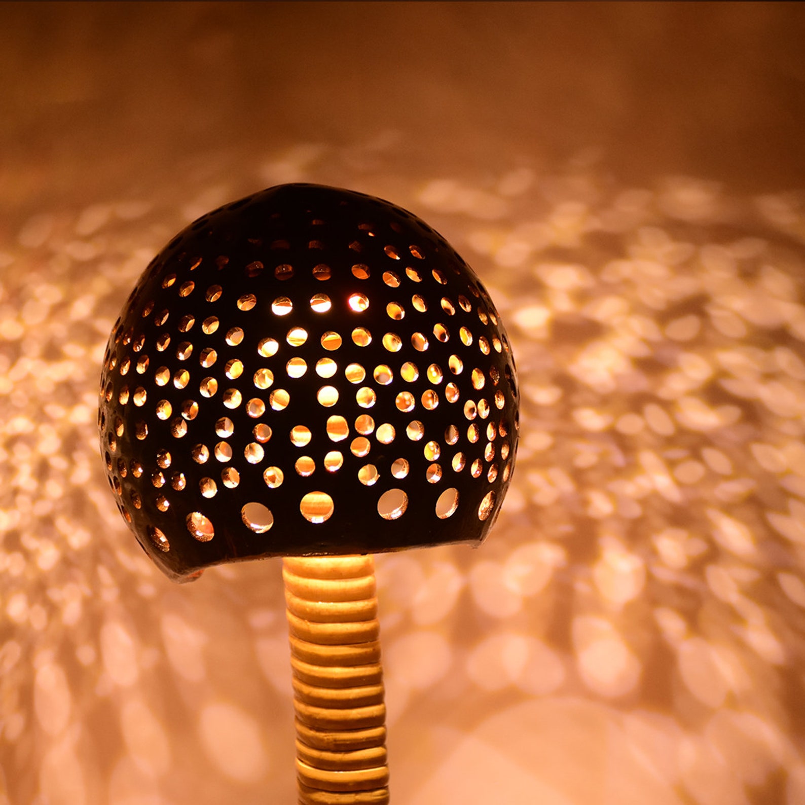 N and H Handcrafted Coconut Shell Mushroom Lampshade Table Lamp for ...