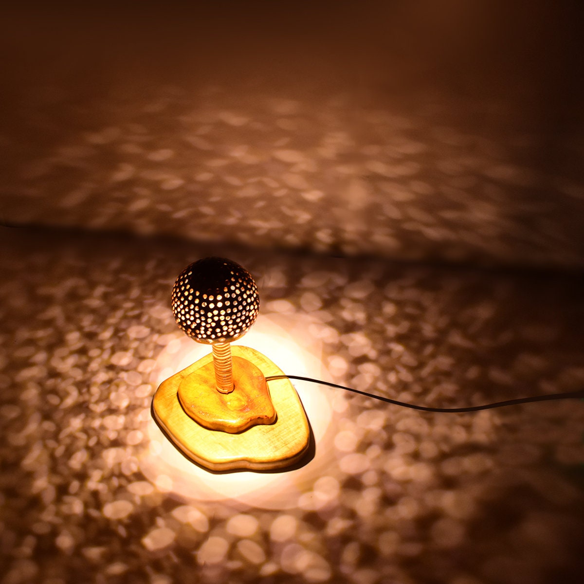 N and H Handcrafted Coconut Shell Mushroom Lampshade Table Lamp for ...