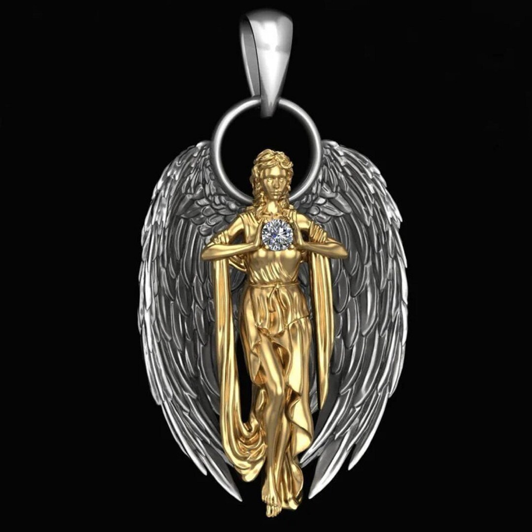 14kt Gold Angel Pendant Charm Diamond Angel Pendant Angel - Etsy