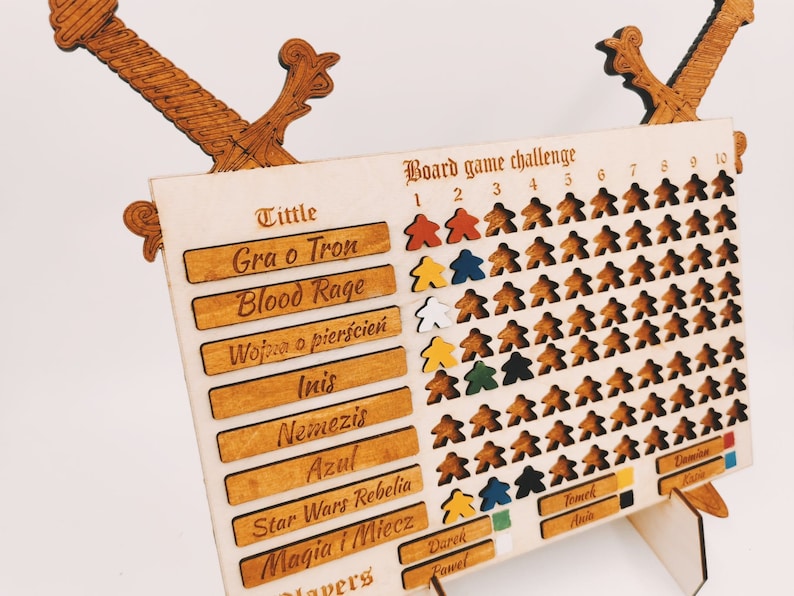 Wooden Board Game Challenge, Game Trucker,score Board+ Stand With ...
