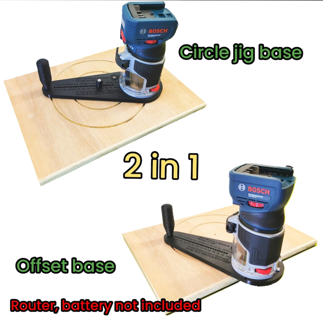 2in1 Adaptor Circle Jig Offset Base Bosch Router Trimmer Palm GKF 18V-8 ...