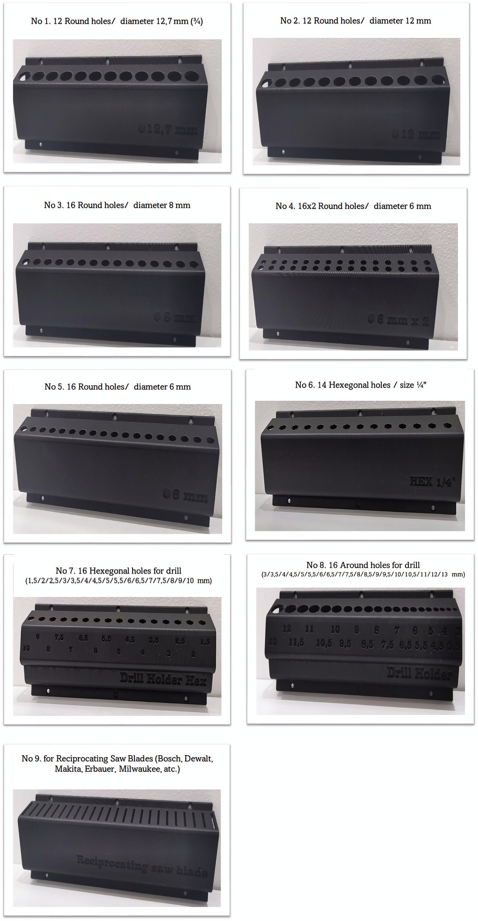 Storage Rack Socket Wall Mounted Garage Tool Organiser Drills Bits Saw ...