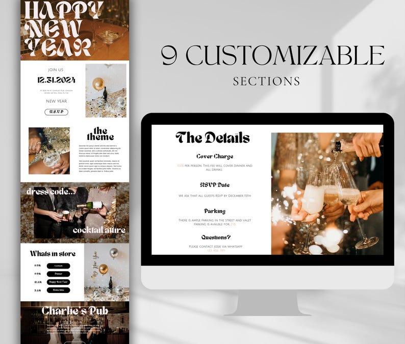 Editable New Years Eve Party Invitation| Digital Invite Template ...