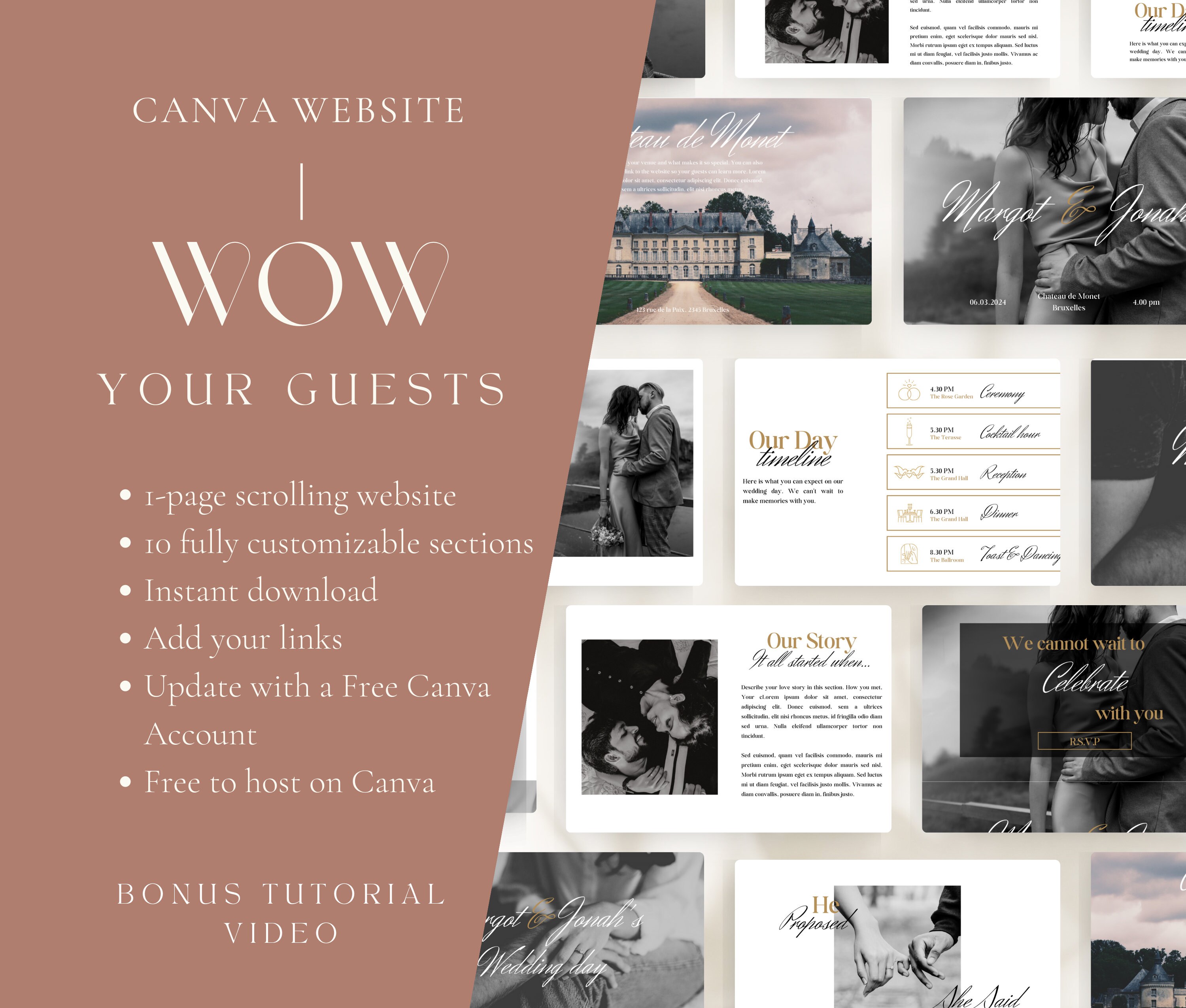 Elegant Wedding Canva Website Template Digital Invitation Online RSVP ...