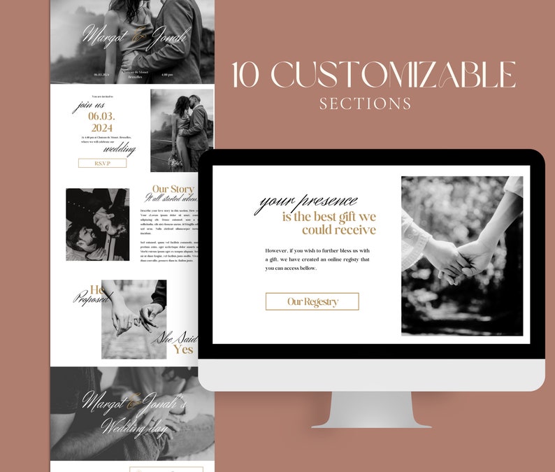 Elegant Wedding Canva Website Template Digital Invitation Online RSVP ...