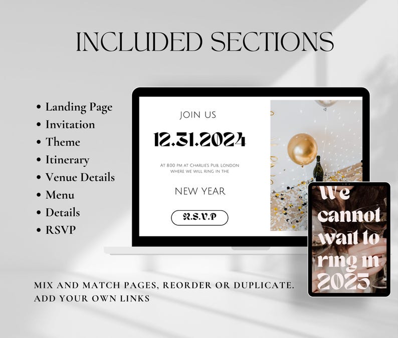 Editable New Years Eve Party Invitation| Digital Invite Template ...