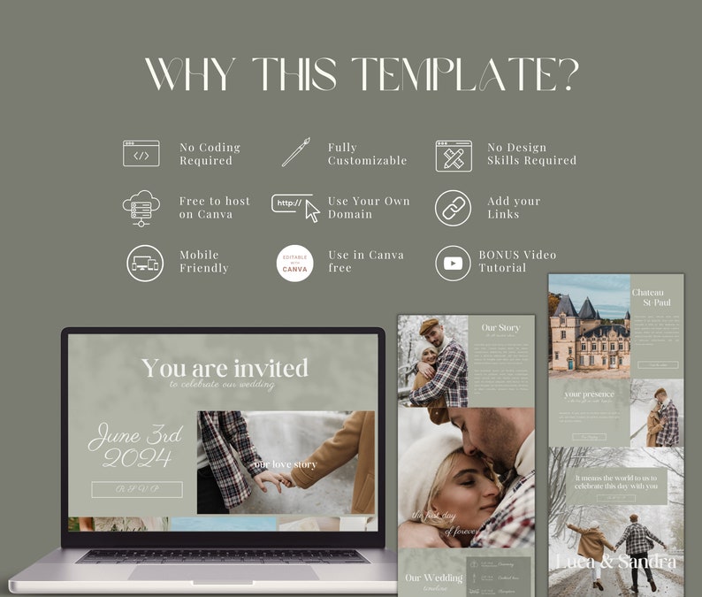 Elegant Canva Wedding Website Template Digital Invitationcanva Website ...