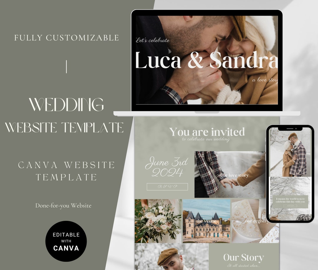 Elegant Canva Wedding Website Template Digital Invitationcanva Website ...